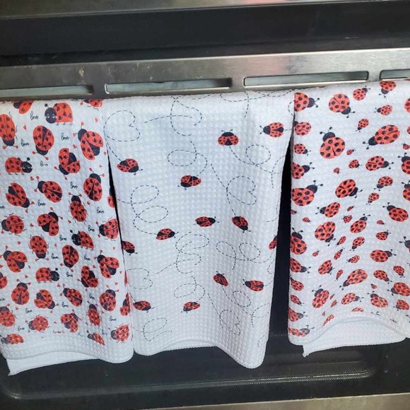 Hand Crafted | Kitchen | 3 Pc Set Of Ladybug Kitchen Towels | Poshmark